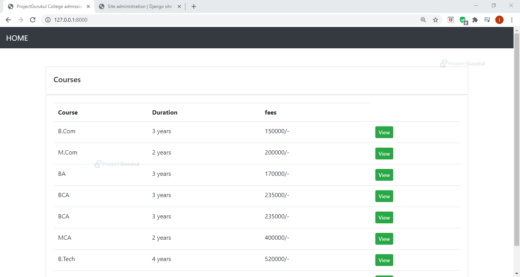 Online College Admission Management System Python Project - Project Gurukul