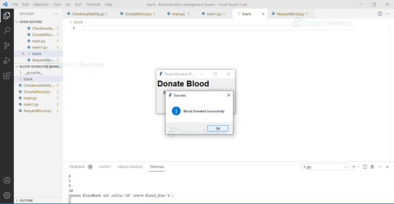 Python Project - Blood Bank Management System - Project Gurukul