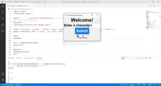 Python Hangman Game with GUI - Guess the Words with Python - Project Gurukul