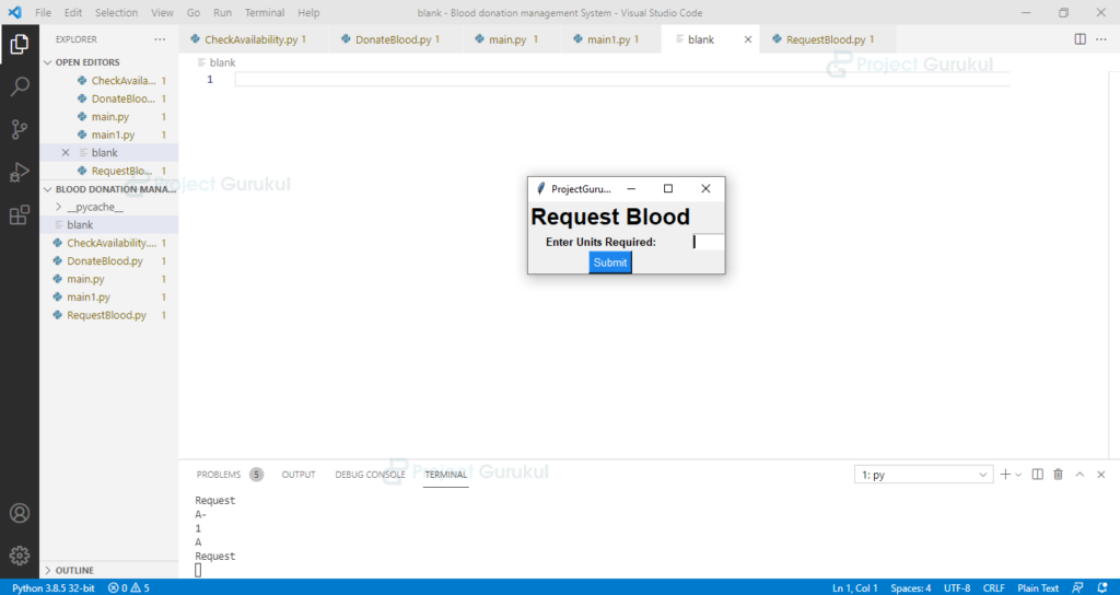 Python Project - Blood Bank Management System - Project Gurukul