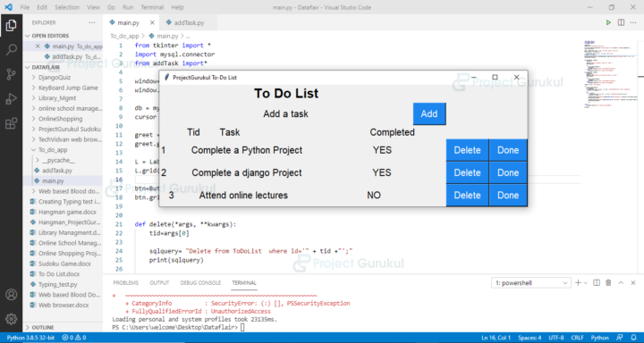 Create To Do List In Python - Project Gurukul