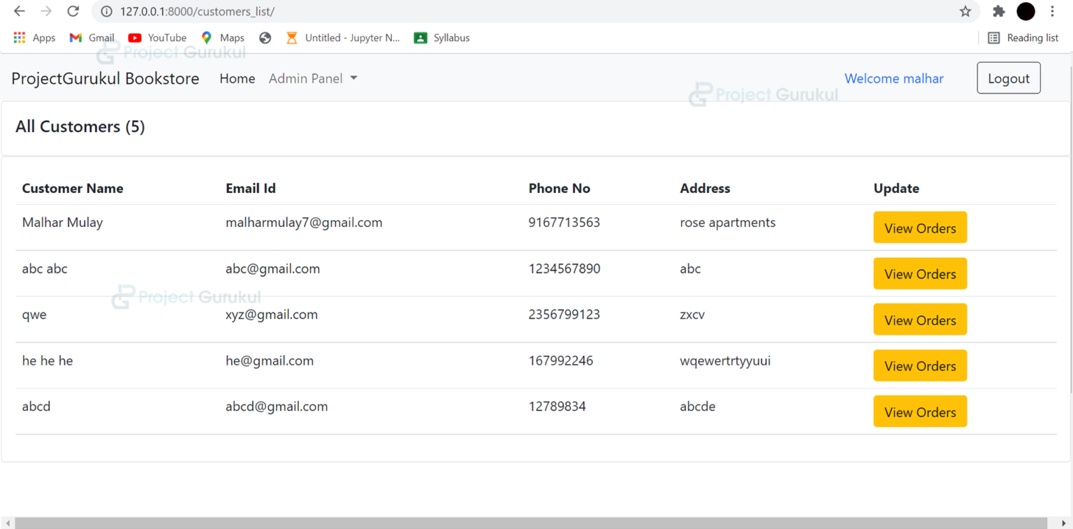 Online Bookstore Management System In Python Django With Source Code Project Gurukul