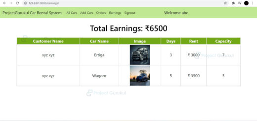 Online Car Rental Booking System in Python - Project Gurukul